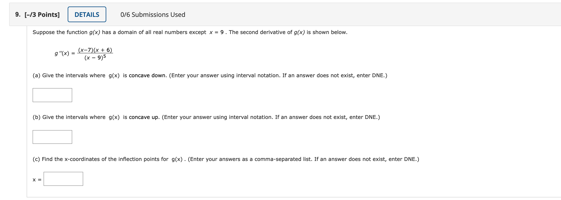 Solved -/3 Points] 0/6 Submissions Used Suppose the function | Chegg.com