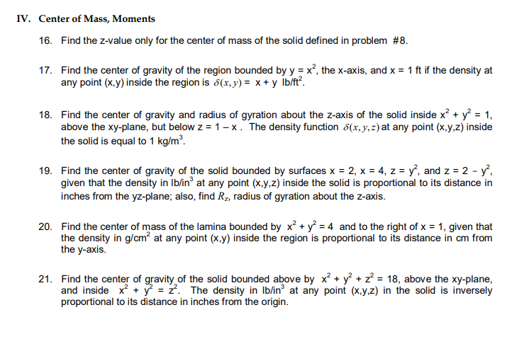 Solved 18. Find the center of gravity and radius of gyration | Chegg.com