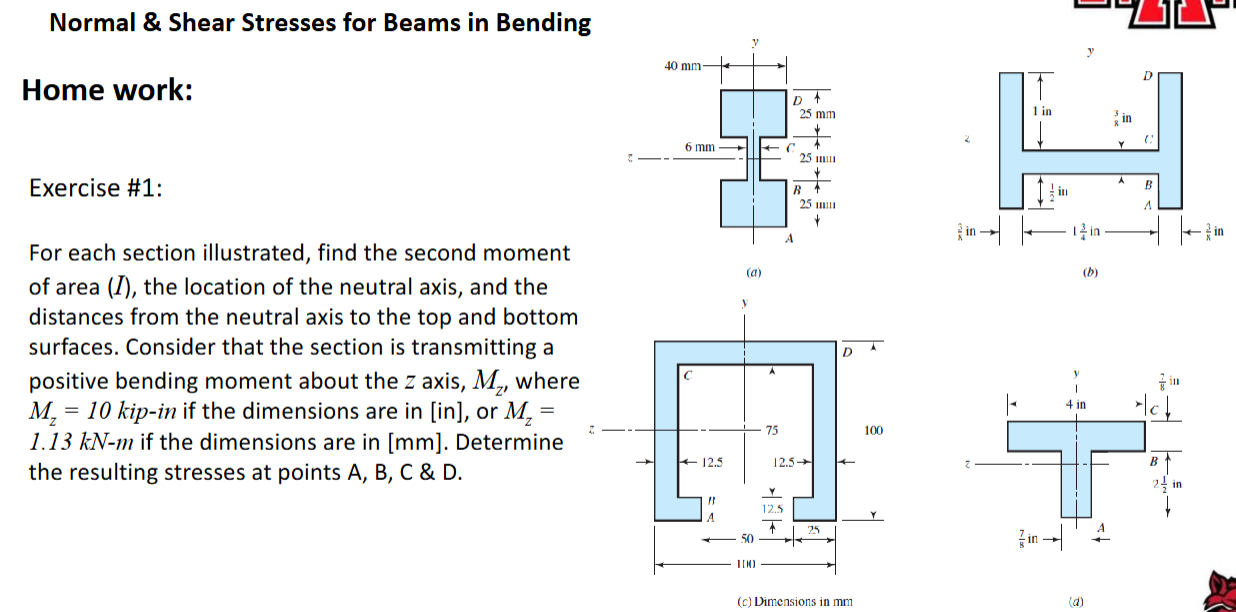 Normal & Shear Stresses for Beams in ﻿BendingHome | Chegg.com