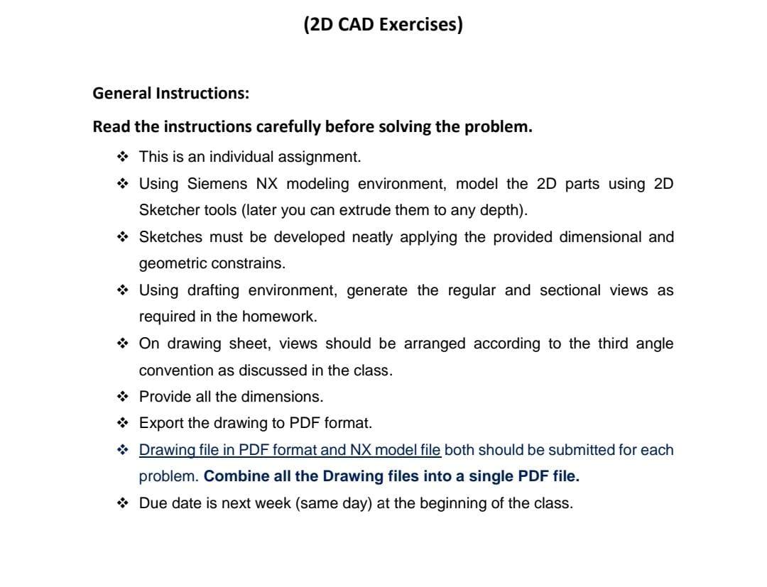 Solved (2D CAD Exercises) General Instructions: Read the | Chegg.com