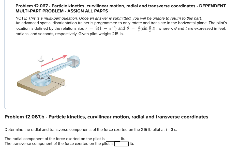 Solved Problem 12.067 - Particle kinetics, curvilinear | Chegg.com