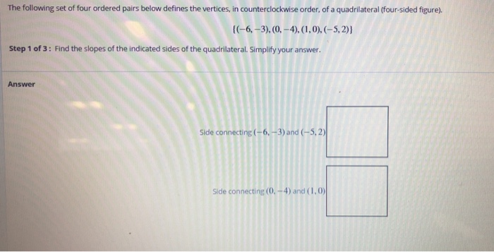 Solved The following set of four ordered pairs below defines | Chegg.com