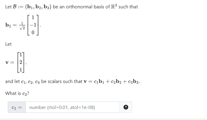 Solved Let B:=(b1,b2,b3) be an orthonormal basis of R3 such | Chegg.com