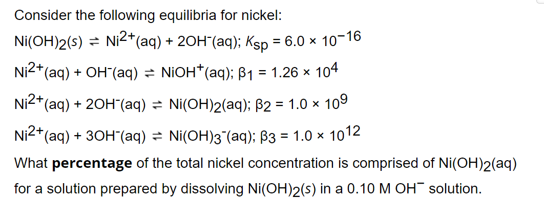 Solved Ni2+1 Consider the following equilibria for nickel: | Chegg.com