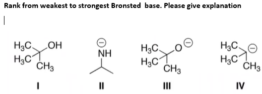 Solved Rank from weakest to strongest Bronsted base. Please | Chegg.com