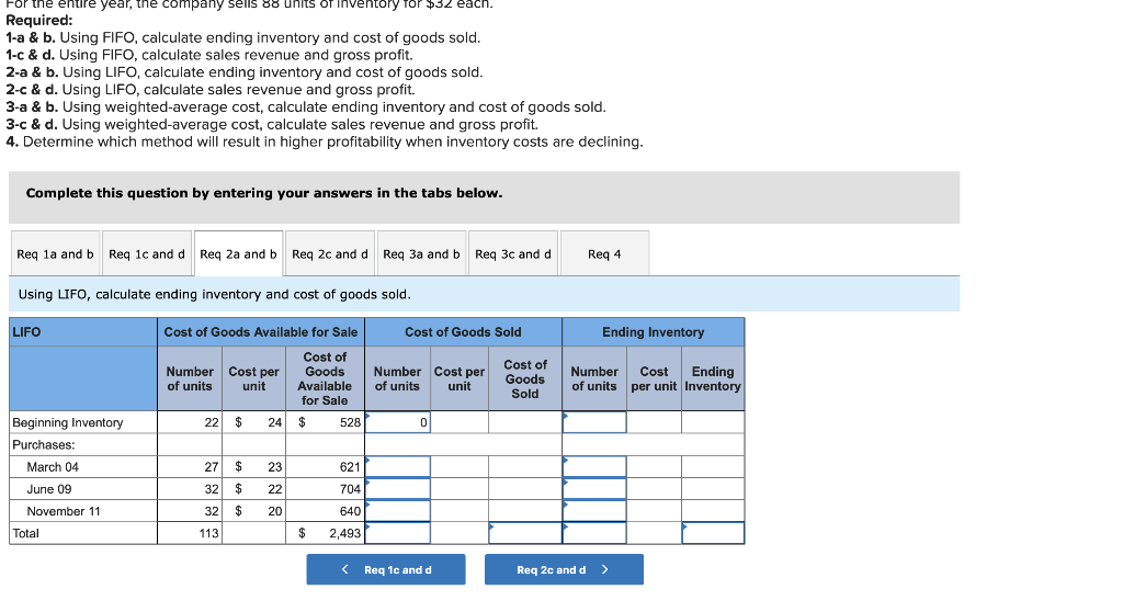 Required: 1-a \& b. Using FIFO, calculate ending | Chegg.com
