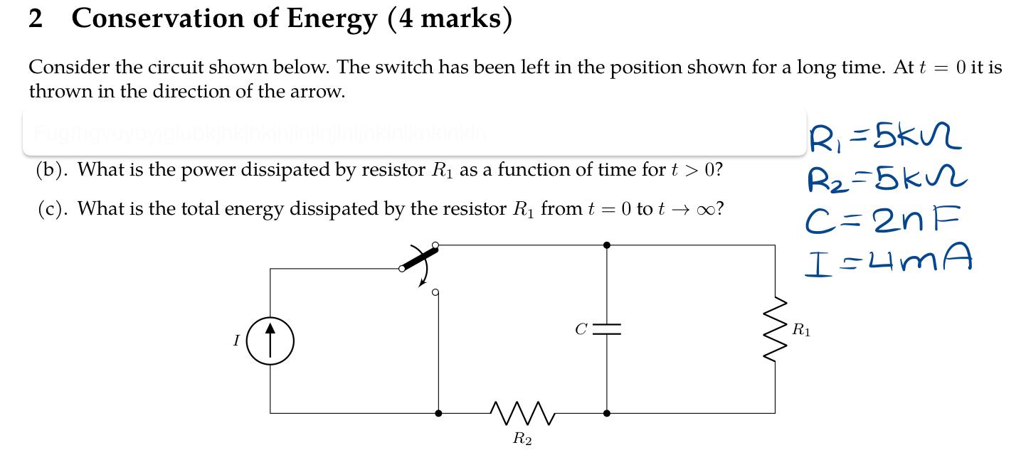 Solved Consider the circuit shown below. The switch has been | Chegg.com