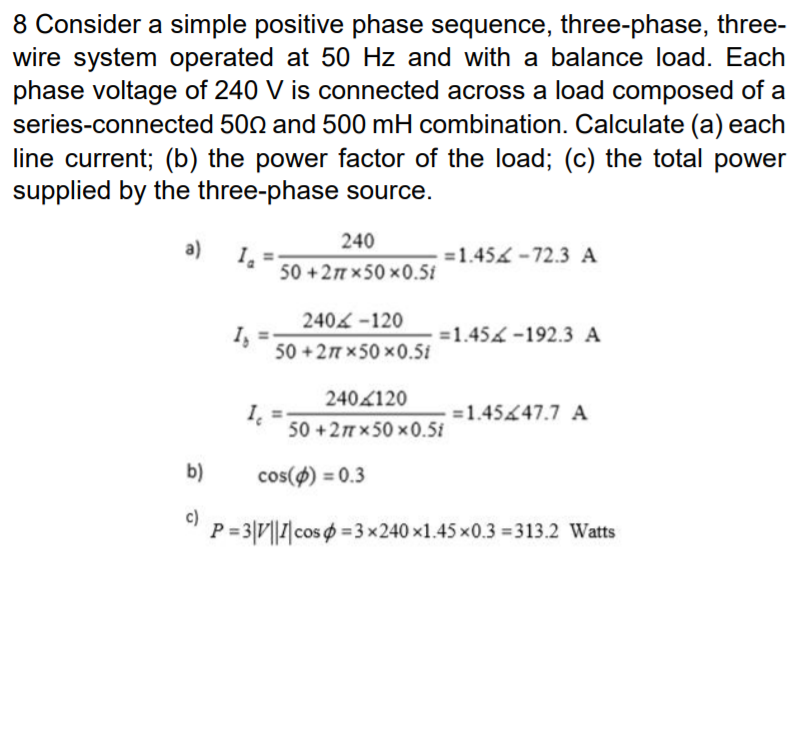 Solved 8 Consider a simple positive phase sequence, | Chegg.com