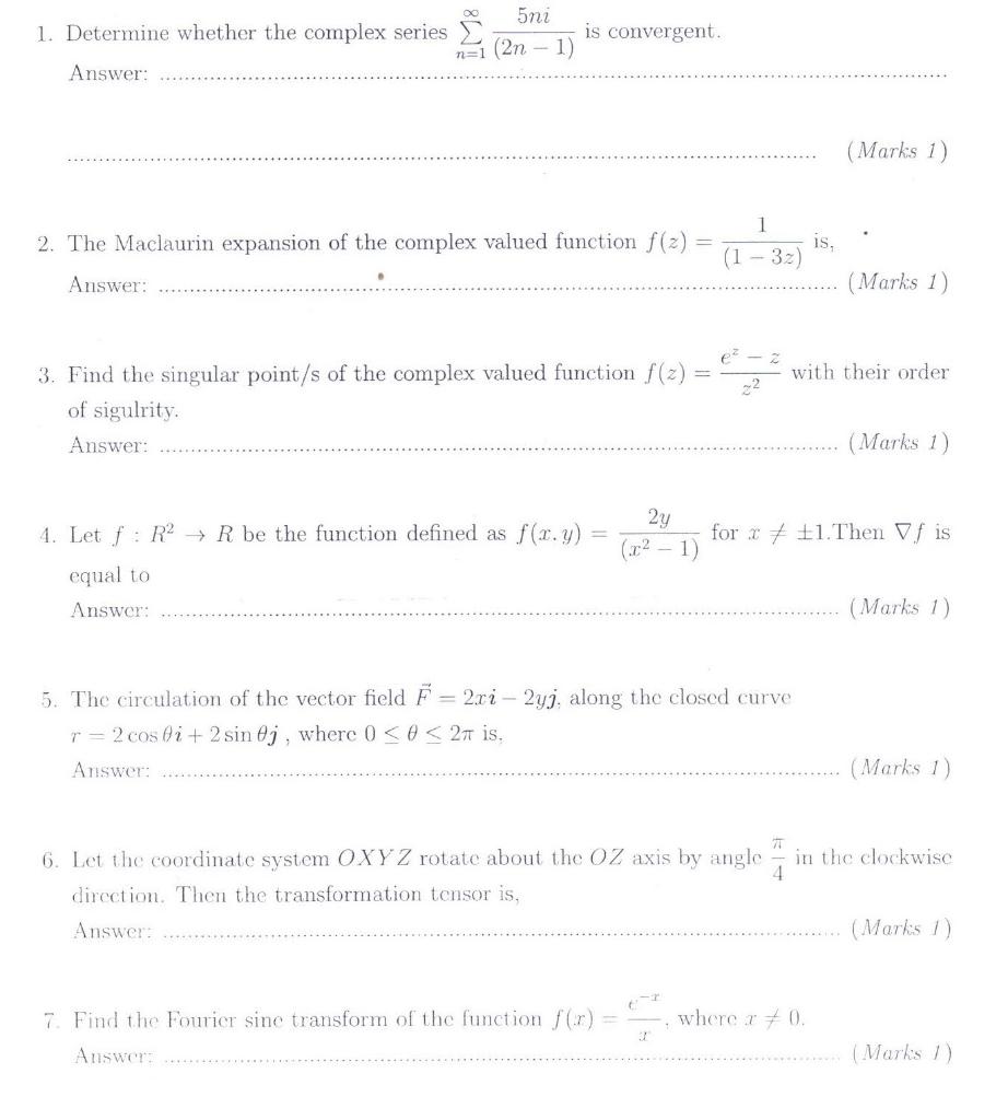 Solved 1. Determine whether the complex series | Chegg.com
