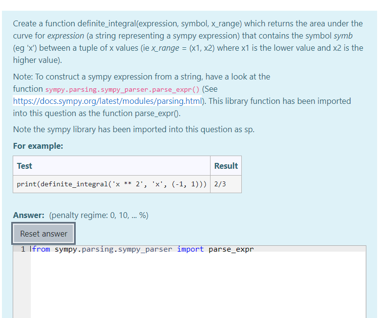 Solved Create a function definite_integral(expression, | Chegg.com