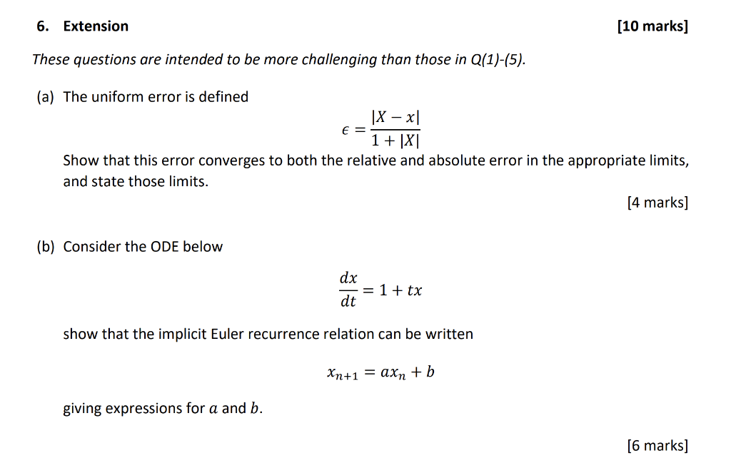 Solved (a) The uniform error is defined 𝜖 = |𝑋 − 𝑥| 1 + | Chegg.com