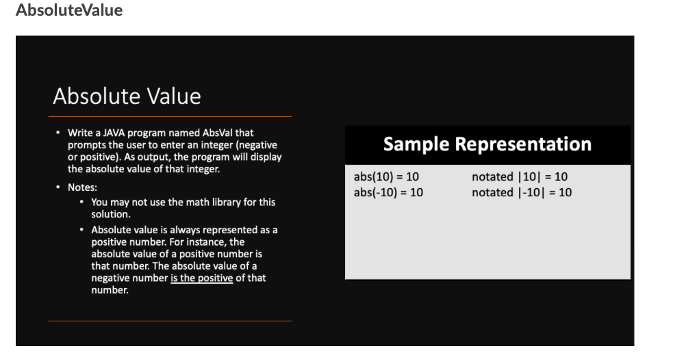 Solved AbsoluteValue Absolute Value Sample Representation | Chegg.com