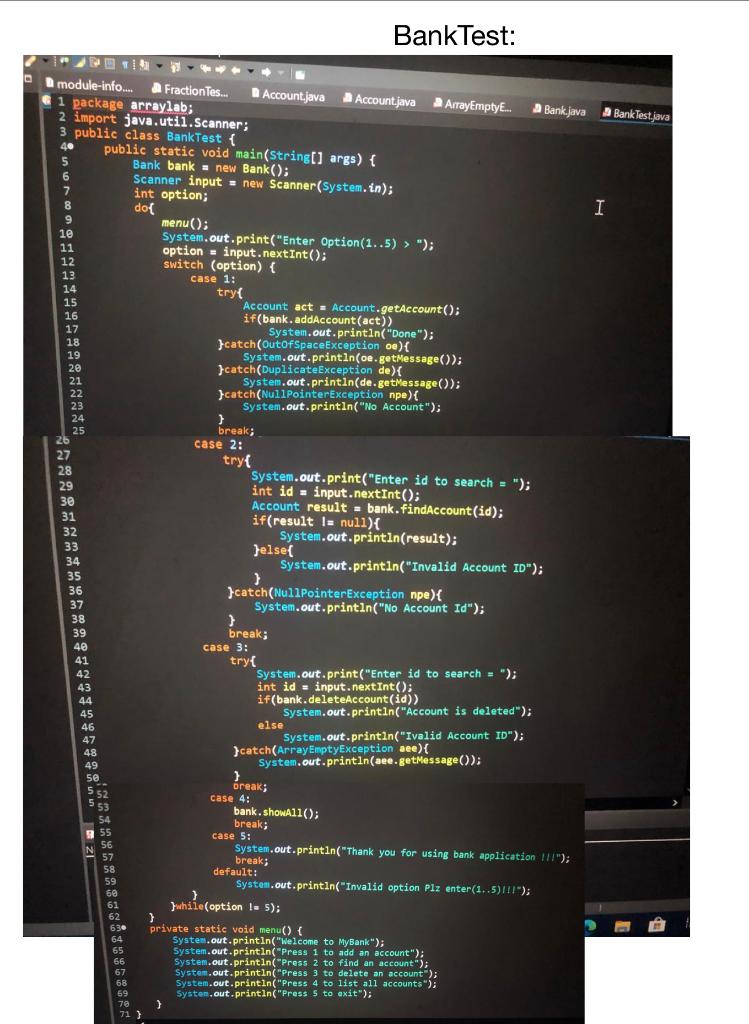 Solved Account: public String tostring() f \} return | Chegg.com