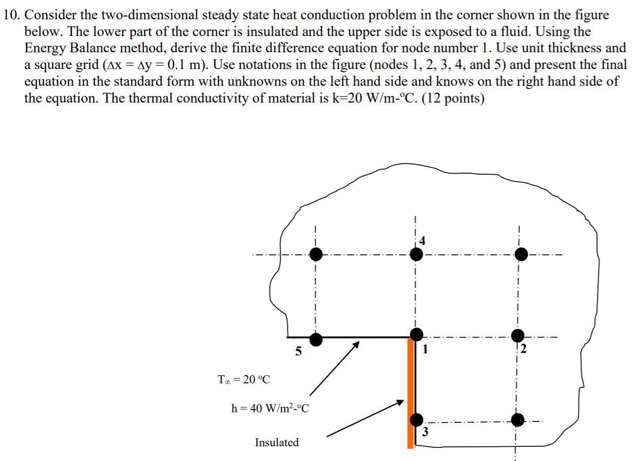 Solved 10. Consider the two-dimensional steady state heat | Chegg.com