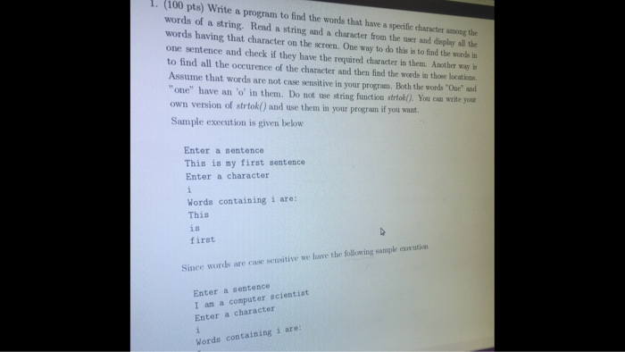 Solved Write a program to find the word that have a specific | Chegg.com
