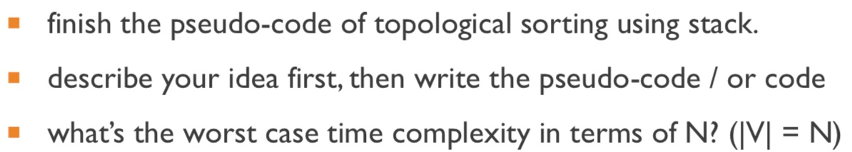 Solved • finish the pseudo-code of topological sorting using | Chegg.com