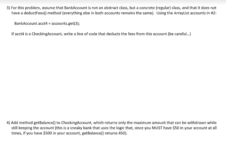 Solved APCS A Abstract class/Inheritance Review Consider the | Chegg.com