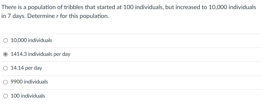 Solved There is a population of tribbles that started at 100 | Chegg.com
