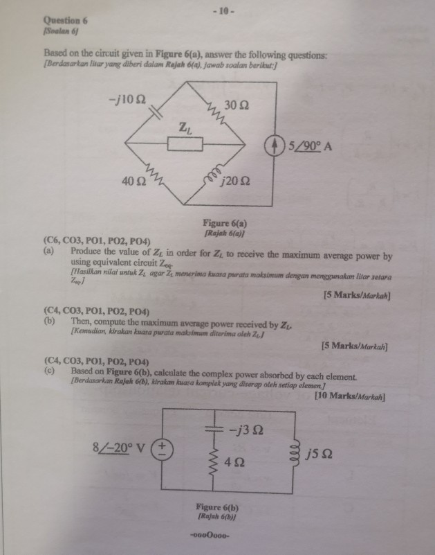 Solved - 10 - Question 6 (Soalan 61 Based on the circuit | Chegg.com