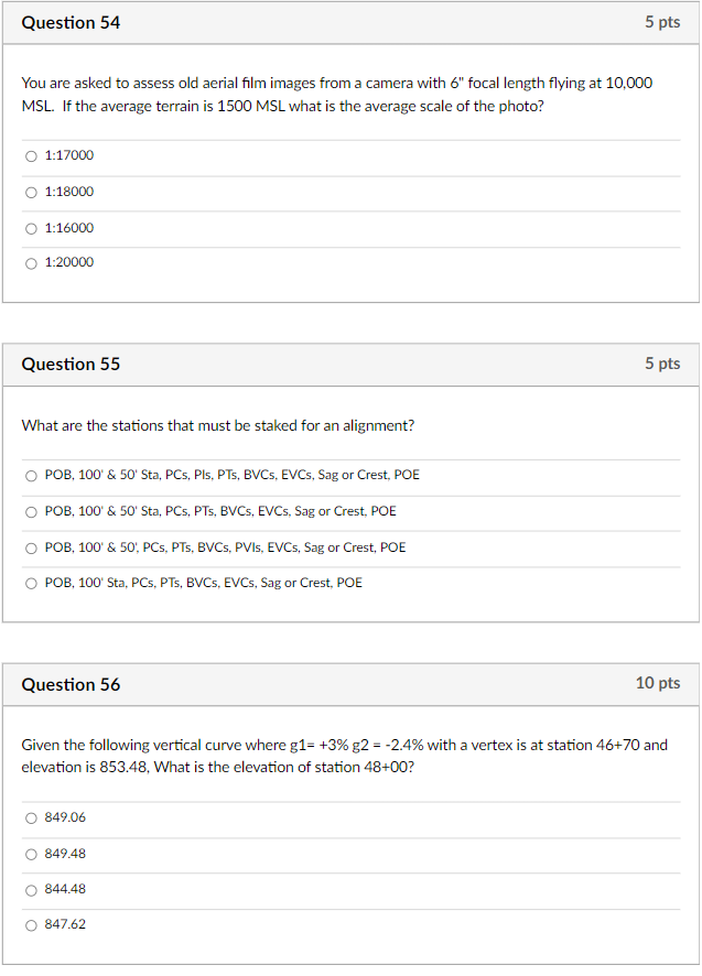 Solved Question 54 5 pts You are asked to assess old aerial | Chegg.com