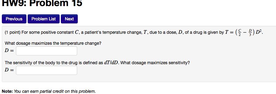 Solved HW9: Problem 15 Previous Problem List Next (1 point) | Chegg.com