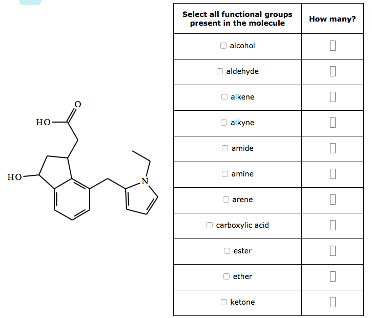 Solved Examine the molecule below. Check the box next to | Chegg.com