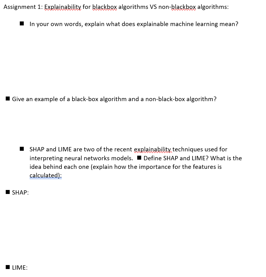 Solved Assignment 1: Explainability for blackbox algorithms | Chegg.com