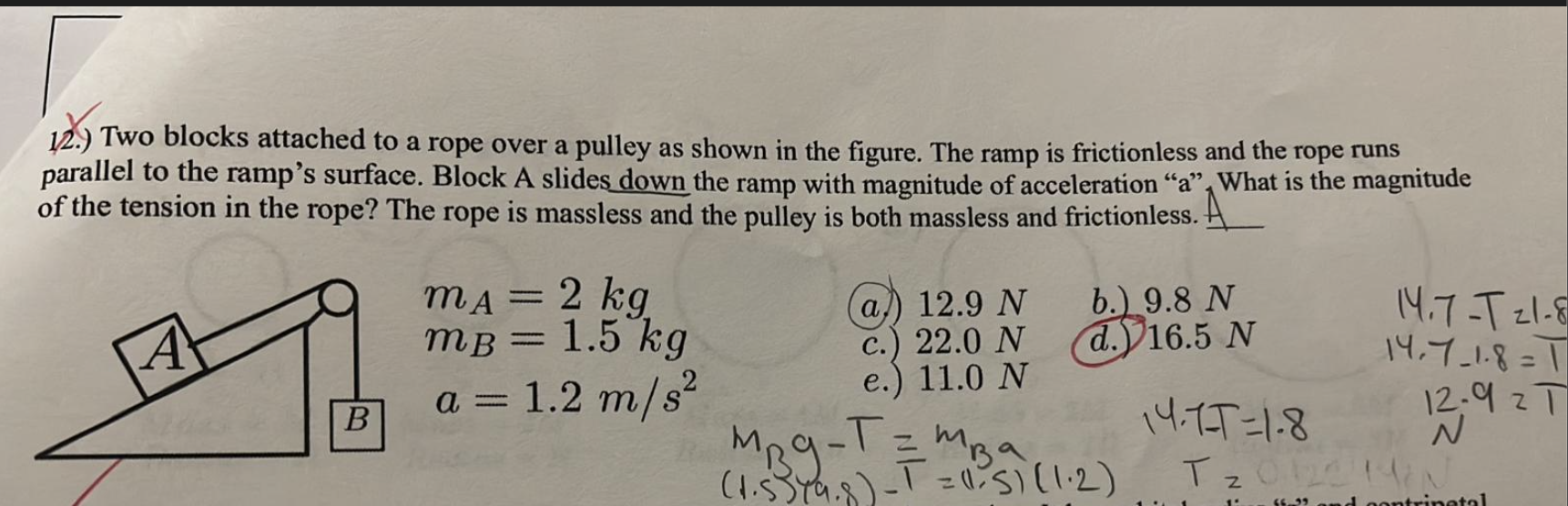 Solved 12.) ﻿Two blocks attached to a rope over a pulley as | Chegg.com
