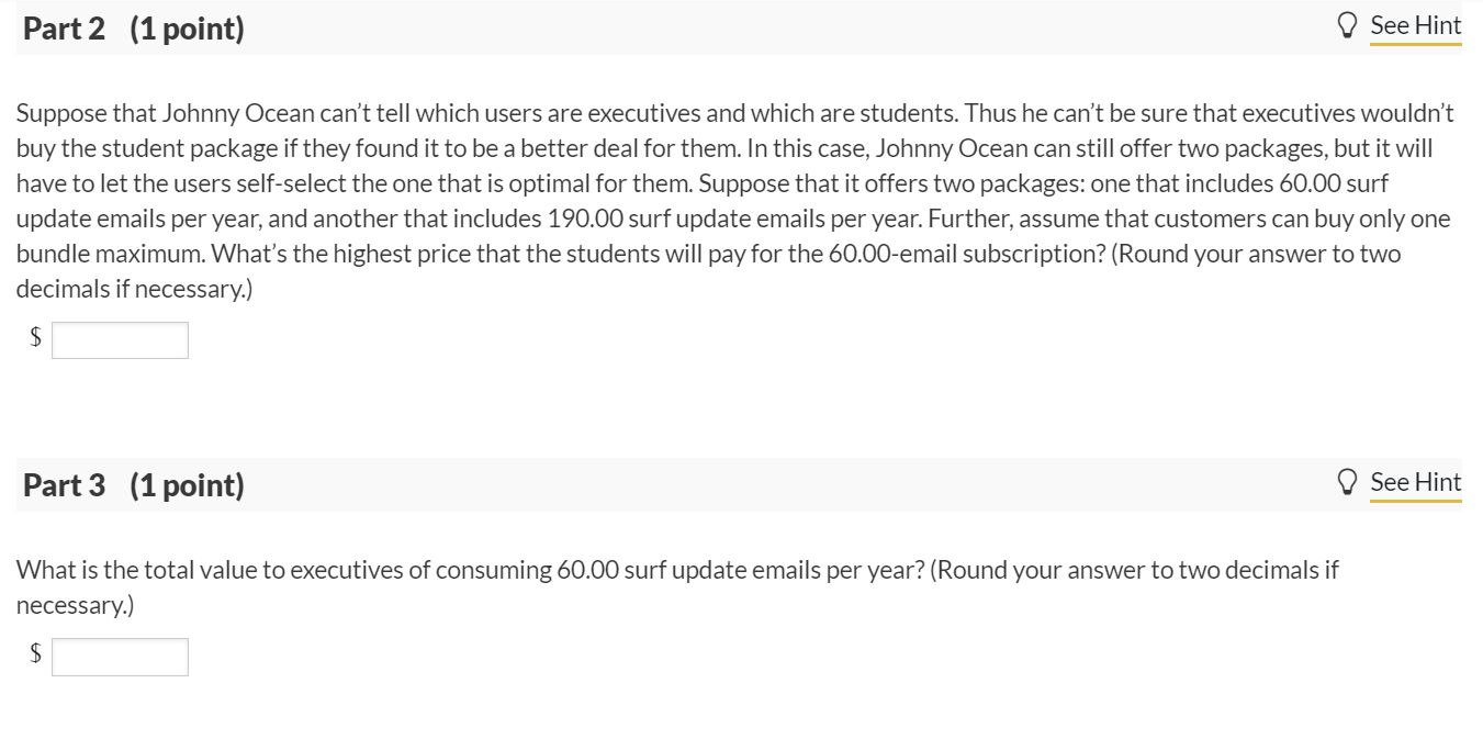 Part 1 (2 points) D See Hint Johnny Ocean is | Chegg.com