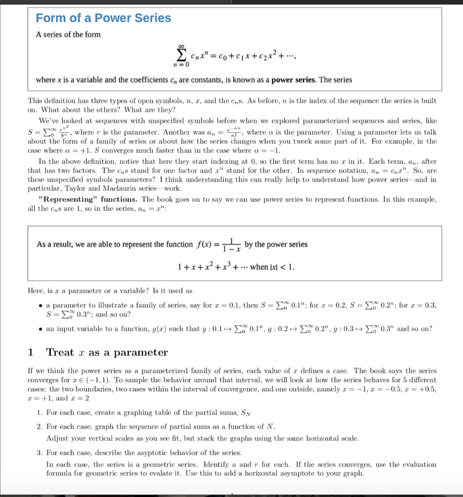 Solved Form of a Power Series A series of the form | Chegg.com