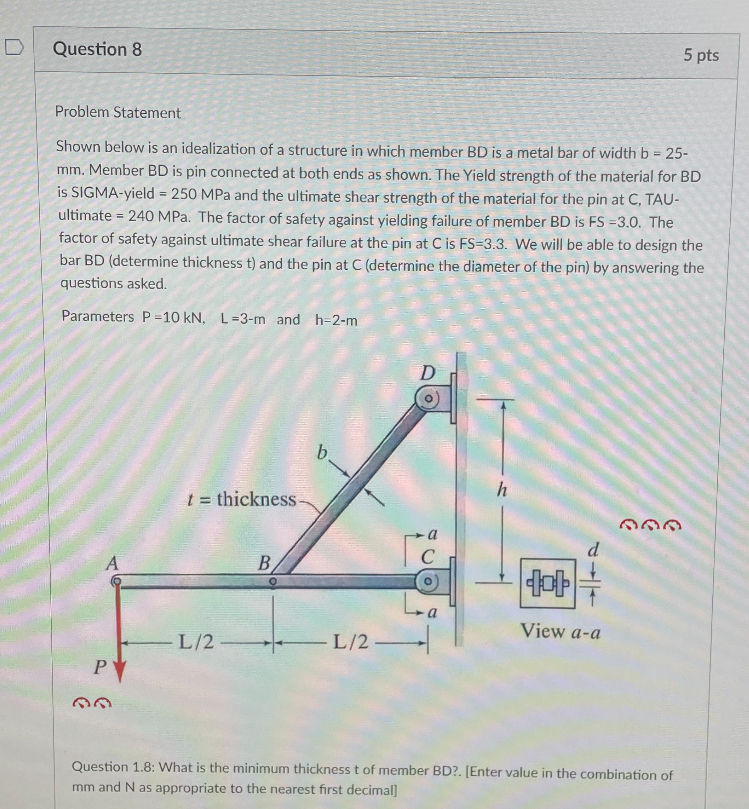 Solved Problem Statement Shown below is an idealization of a | Chegg.com