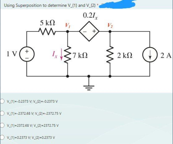 Solved Using Superposition to determine V−{1} and V−{2} * | Chegg.com