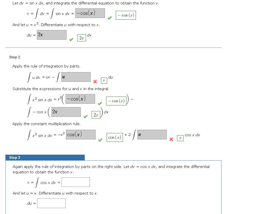 Solved Let dv = sin x dx, and integrate the differential | Chegg.com