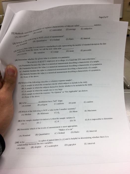 Solved Methods used that summarize or organize | Chegg.com