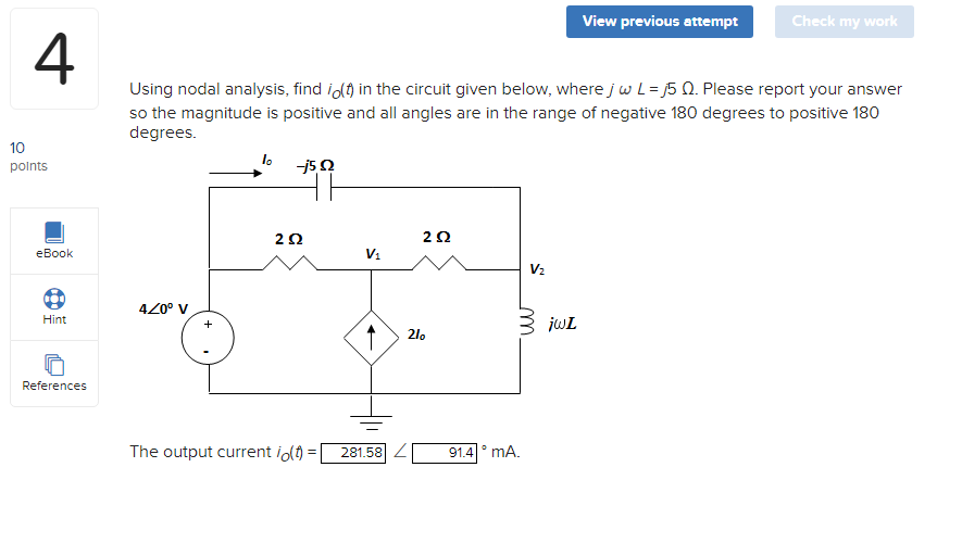 Solved View previous attempt Check my work 4 Using nodal | Chegg.com Solved View previous attempt Check my work 4 Using nodal | Chegg.com