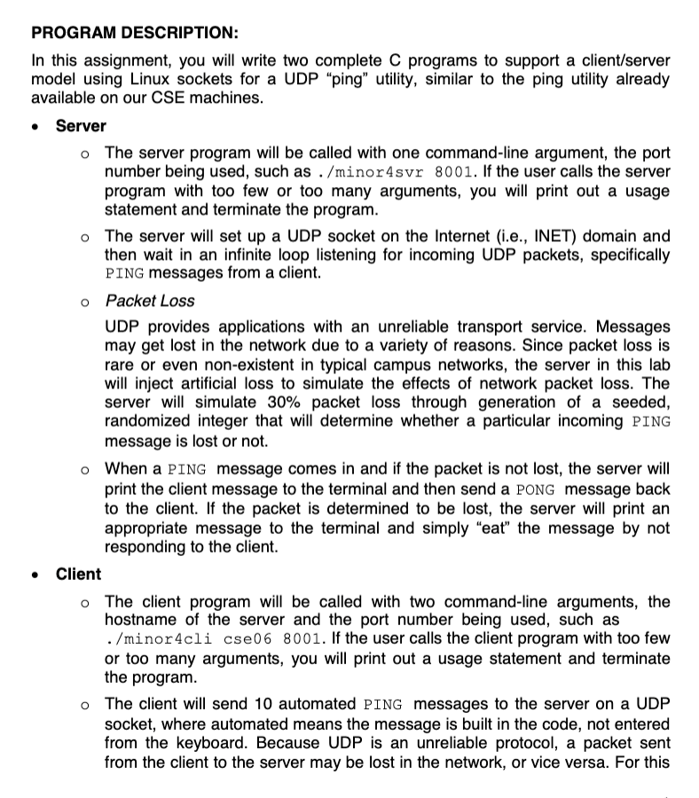 Solved PROGRAM DESCRIPTION: In this assignment, you will | Chegg.com