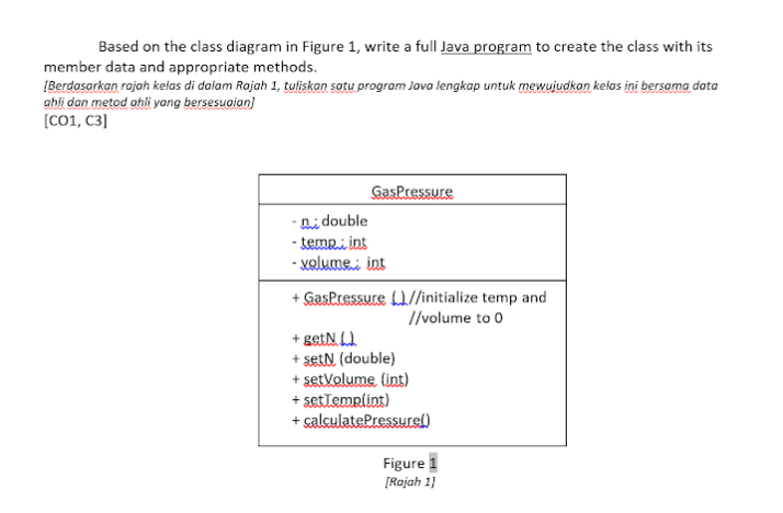Solved Based on the class diagram in Figure 1, write a full | Chegg.com