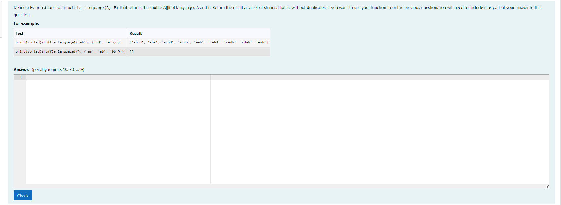 Solved Define a Python 3 function shuffle_language (A, B) | Chegg.com