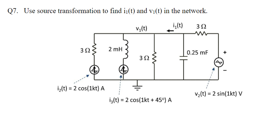 Solved Use source transformation to find i1(t) and v1(t) in | Chegg.com