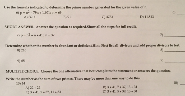 Solved Use the formula indicated to determine the prime | Chegg.com