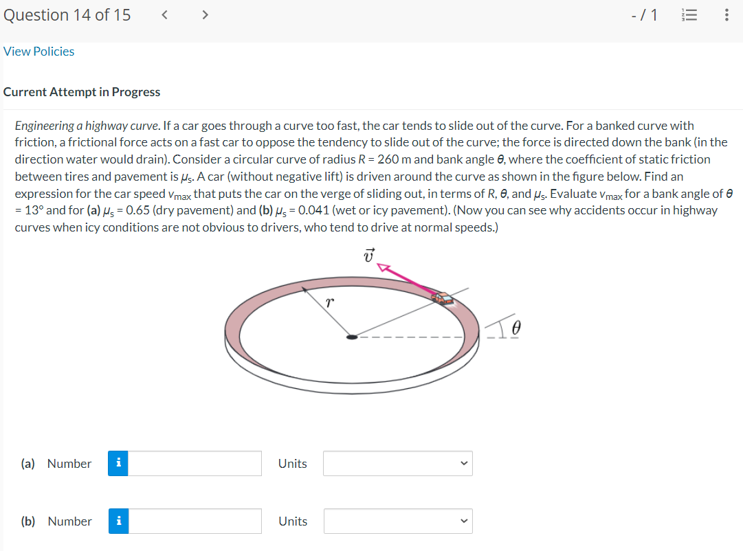 Solved Engineering a highway curve. If a car goes through a | Chegg.com
