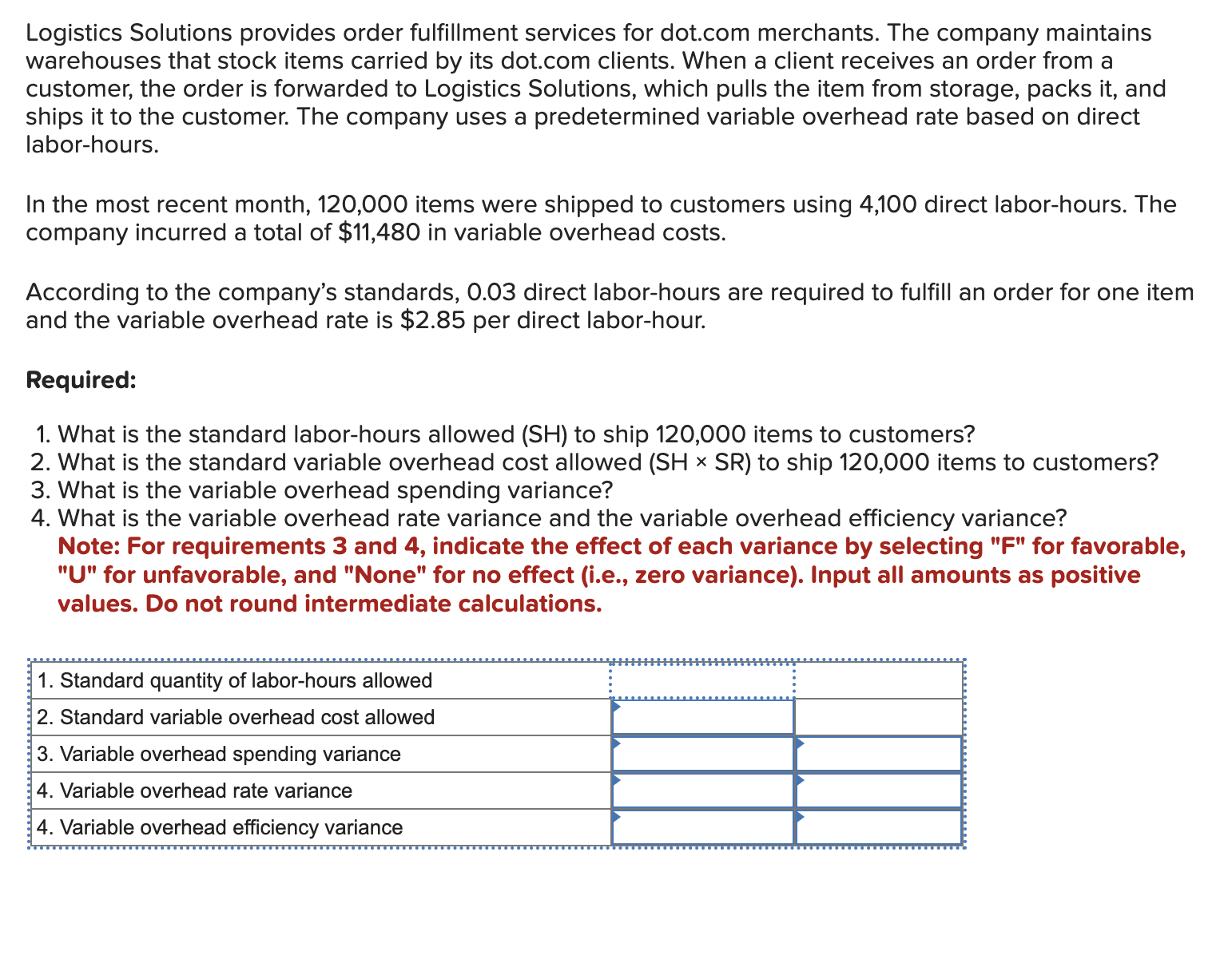Solved Logistics Solutions provides order fulfillment | Chegg.com