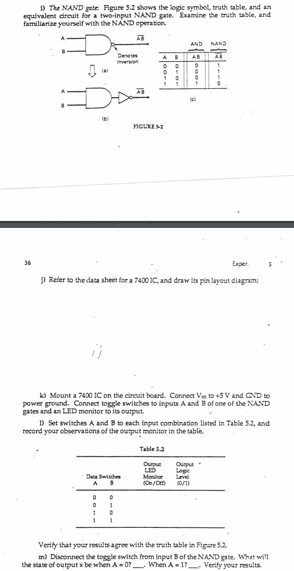Solved D) The NAND gate. Figure 5.2 shows the logic symbol, | Chegg.com