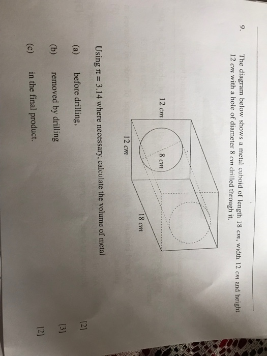 Solved The diagram below shows a metal cuboid of length 18 | Chegg.com