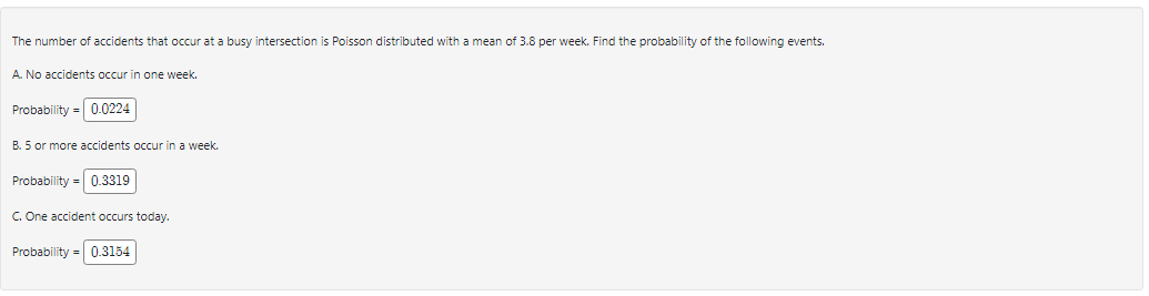 Solved The number of accidents that occur at a busy | Chegg.com
