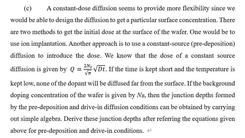 Solved 1. D ). The dopant diffusion process in | Chegg.com