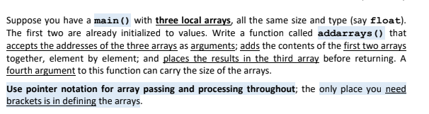 Solved Suppose You Have A Main With Three Local Arrays