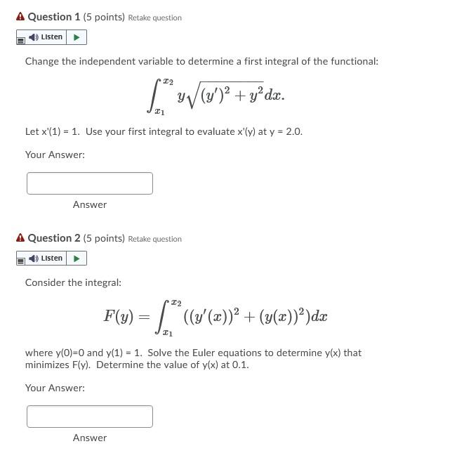 Solved A Question 1 (5 points) Retake question Listen Change | Chegg.com
