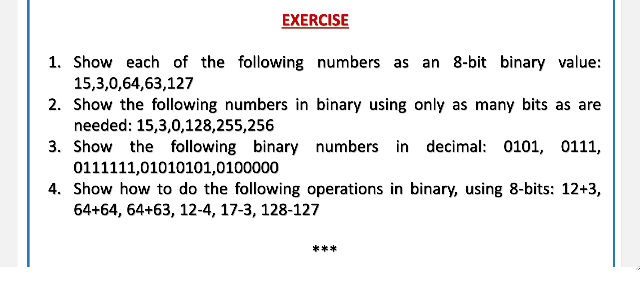 Solved Exercise 1 Show Each Of The Following Numbers As An 