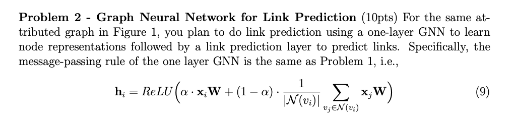 Problem 2 - Graph Neural Network for Link Prediction | Chegg.com